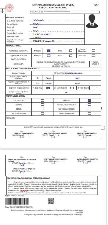 2025 Engelli Sağlık Kurulu Raporu Örnekleri - Engelli Birey